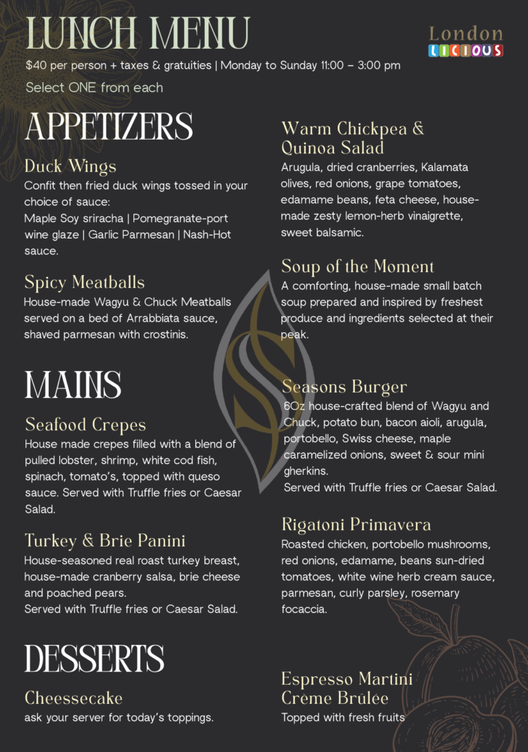 London Licious Menu